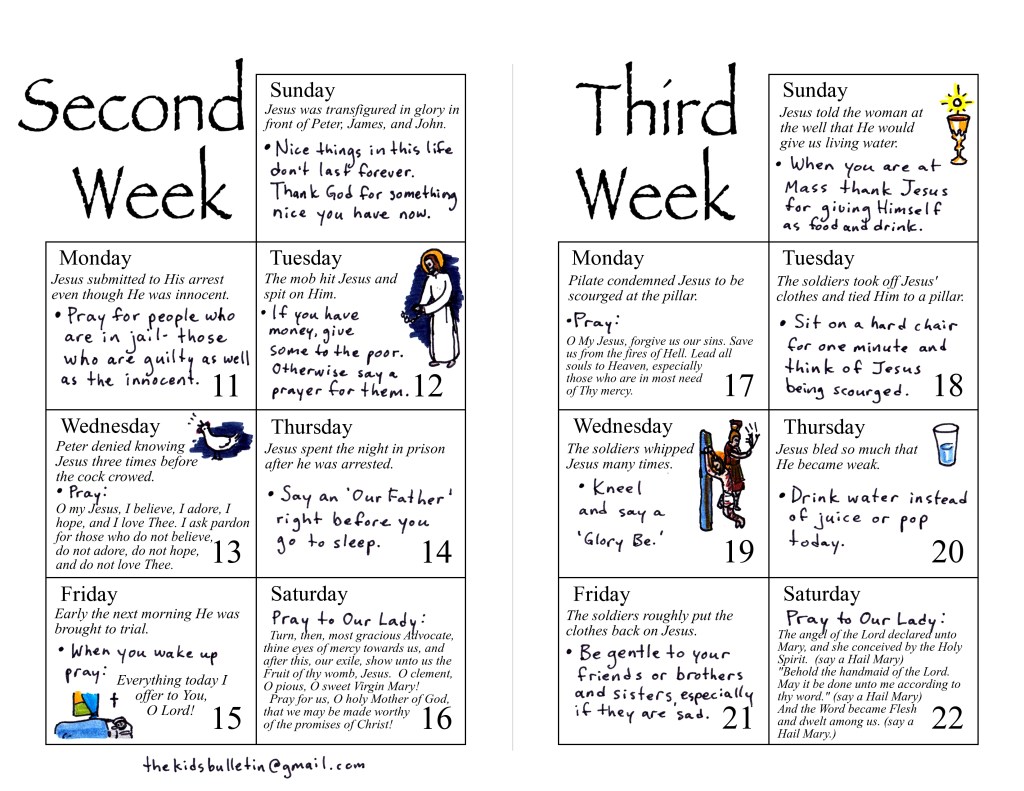 Lent Calendar – The Kids' Bulletin