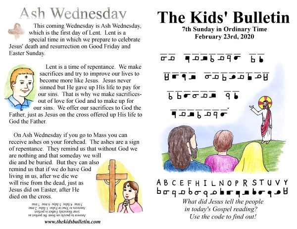 The Kids’ Bulletin 7th Sunday and Ash Wednesday – The Kids' Bulletin