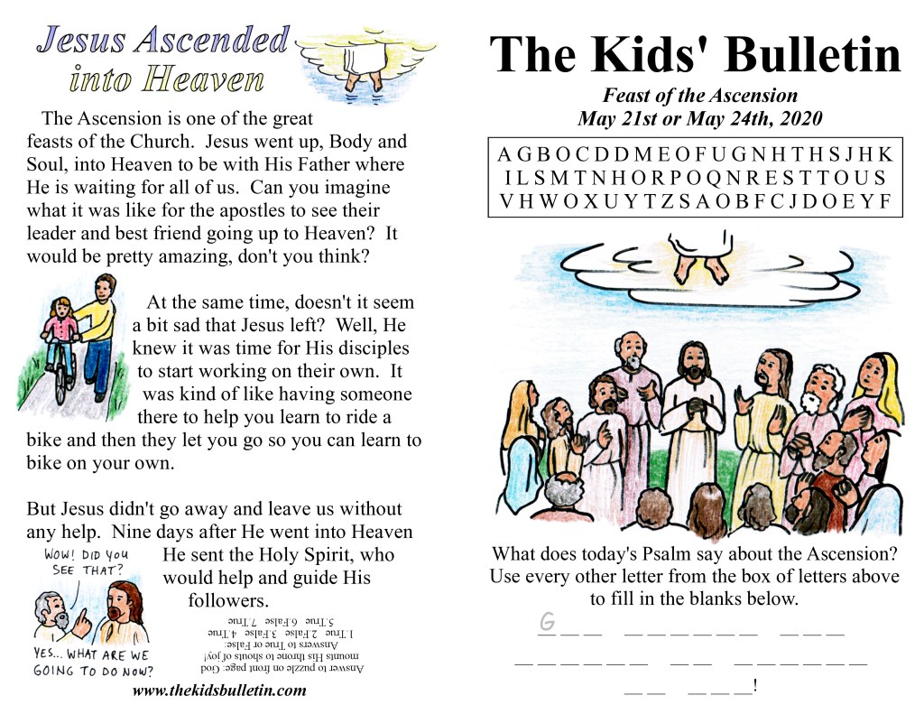 The Kids’ Bulletin for the Feast of the Ascension: May 21st or May 24th ...