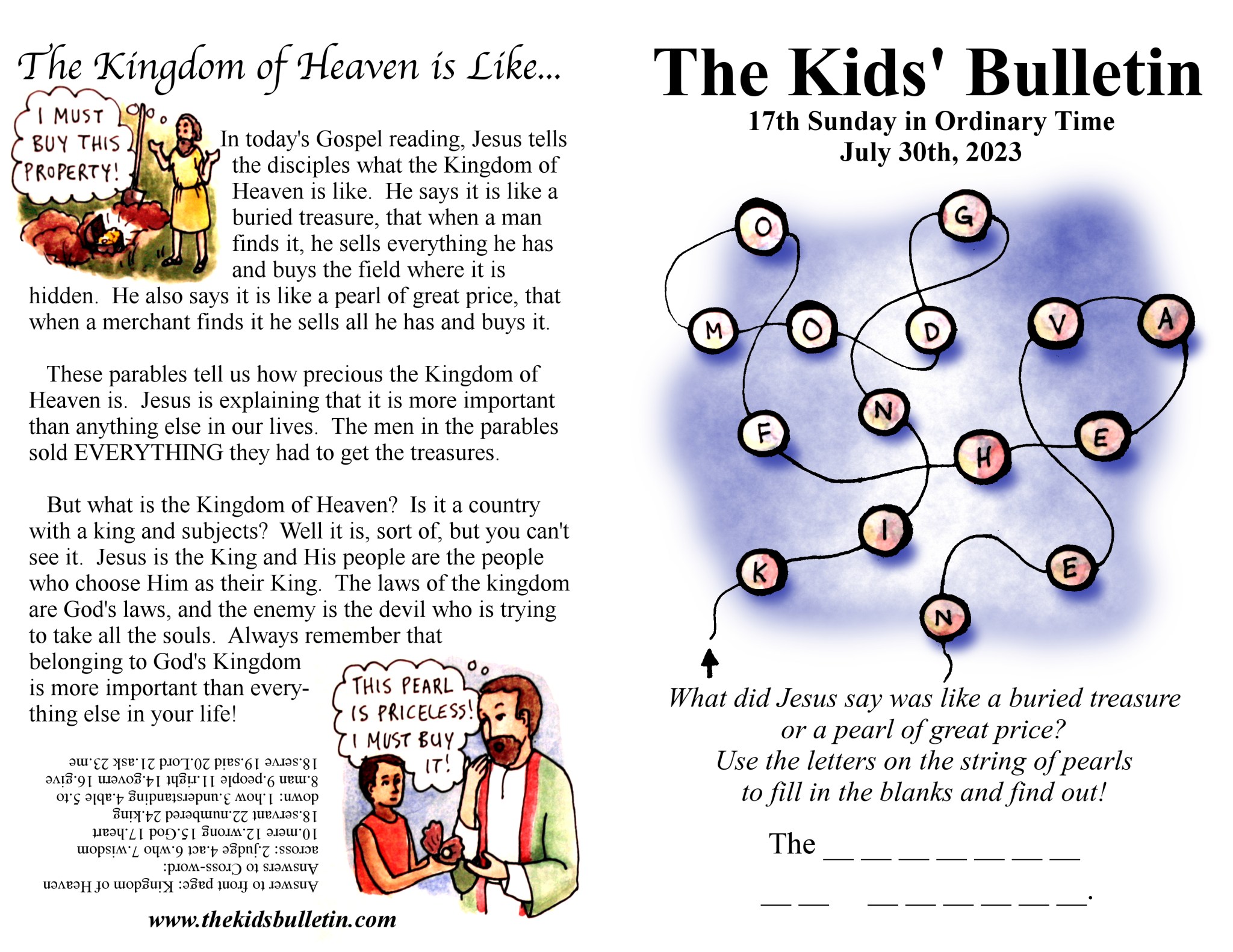 The Kids’ Bulletin for Sunday July 30th, 2023 – The Kids' Bulletin