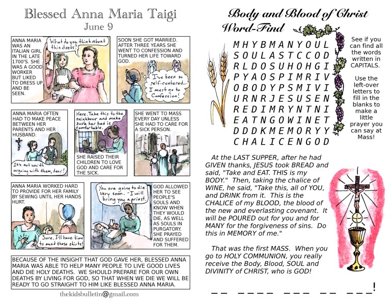 The Kids’ Bulletin for Sunday June 2nd, 2024: Solemnity of the Most ...
