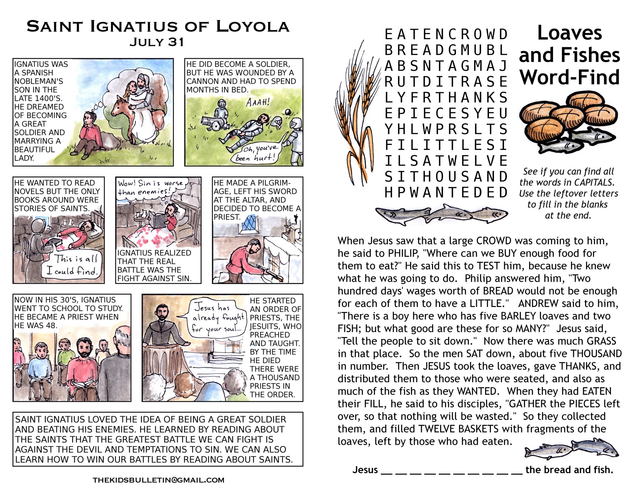 The Kids’ Bulletin for Sunday July 28th, 2024 – The Kids' Bulletin