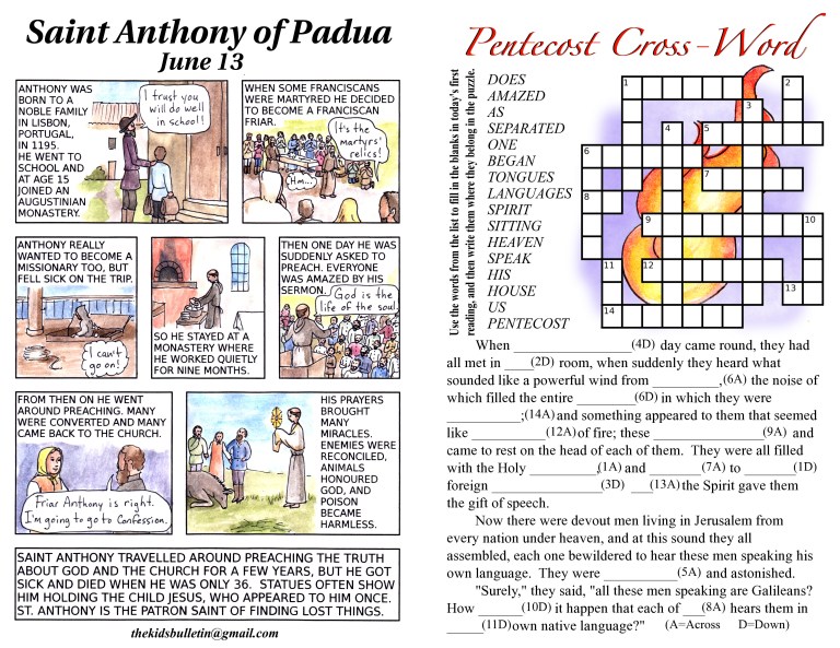 The Kids’ Bulletin for Sunday June 8th, 2025: Pentecost Sunday – The ...