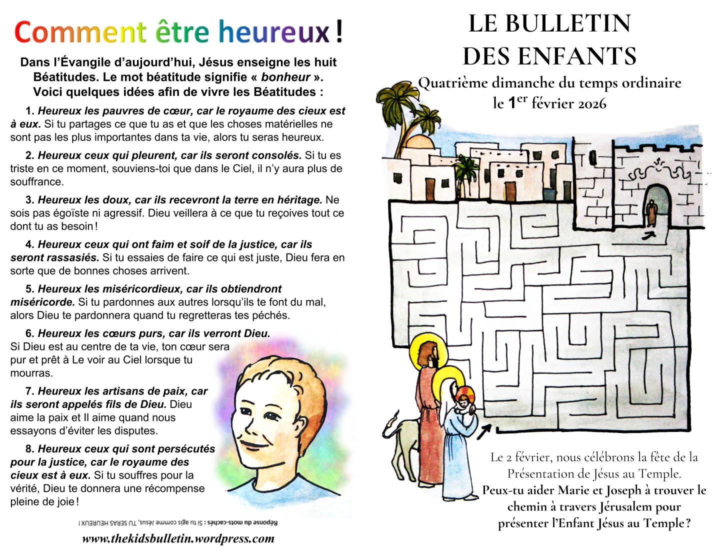 Le Bulletin des Enfants pour le Quatrième dimanche du temps ordinaire ...